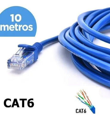 Cabo De Rede Cat6 10 Metros Rj45 Lan Ethernet Giga 10/1000 - New - Materiais Elétricos ...