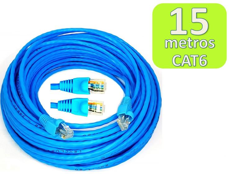 Cabo De Rede Cat6 15 Metros Lan Giga 10/1000 100% COBRE - MEGATRON - Materiais Elétricos ...