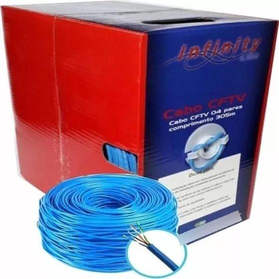 Cabo de Rede CFTV 4x26 AWG CMX CAT 5E (0,40) Azul 305 metros - Infinity ...