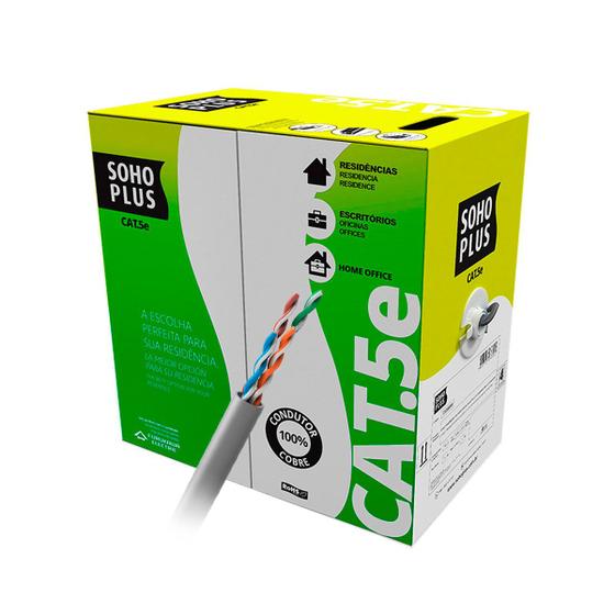 Cabo de Rede Furukawa Sohoplus CAT.5e U/UTP 24AWGX4P CMX Cinza - 305m - Materiais Elétricos ...
