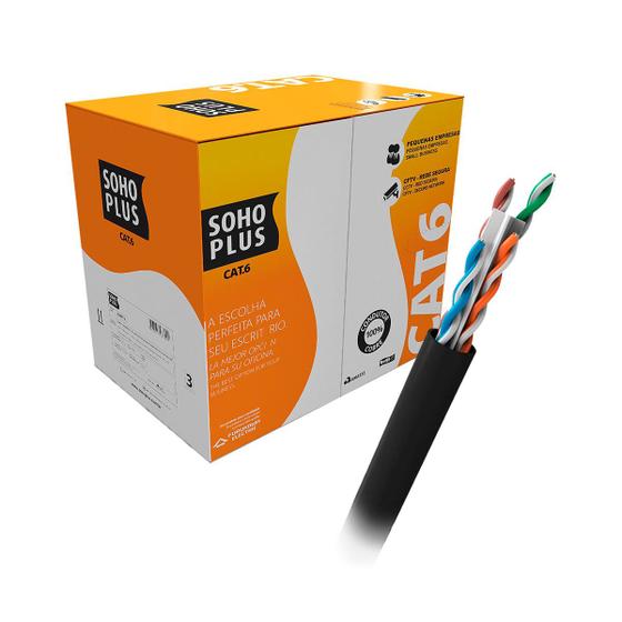 Cabo de Rede Furukawa Sohoplus CAT.6e U/UTP 24AWGX4P CMX Preto - 305m - Materiais Elétricos ...