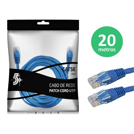 Cabo De Rede Internet Lan Utp Cat5e RJ45 20 Metros - 0181065 - CHIPSCE ...