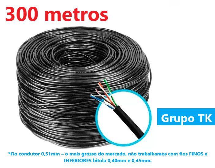 Cabo de rede preto p/ Internet -- uso interno -- Rolo c/ 300 Metros ...