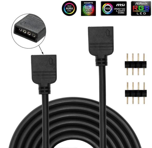 Cabo Extensor 2m RGB 4 Pinos 12v 200cm Cooler Fan e Fita Led ...