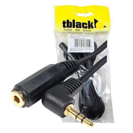 Cabo Extensor P2 Macho 90 Graus X P2 Fêmea Stereo 2 Metros - Tblack ...