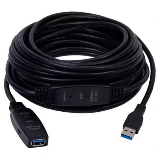 Cabo Extensor USB 3.0 Ativo Repetidor Macho x Fêmea Blindagem 20 Metros ...