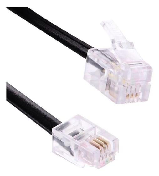 Cabo Fio de telefone RJ11 telefonia 3 metros 2 vias - Cabo fio Telefone ...