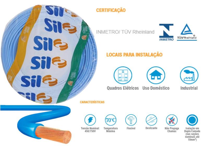 Cabo Flexível 1,5mm Azul rolo 100metros SIL - Sil - Fios e Cabos ...
