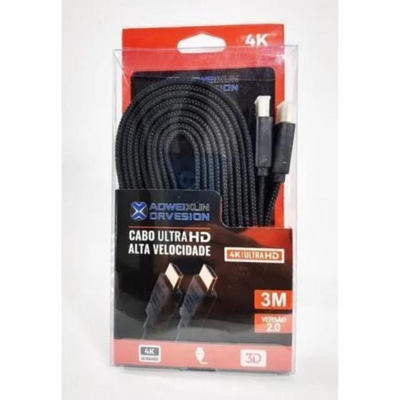 Cabo hdmi 3m 4k ultra hd - Aoweixun orvesion - Cabo HDMI - Magazine Luiza