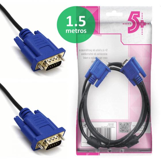 Cabo Monitor VGA + VGA Macho DB15 Com Filtro Contra Interferência 1.5 ...