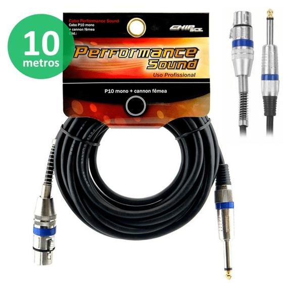Cabo P10 Mono + Cannon Femea - Performance Sound 5mts 0188014 - CHIPSCE - Cabos de Áudio ...