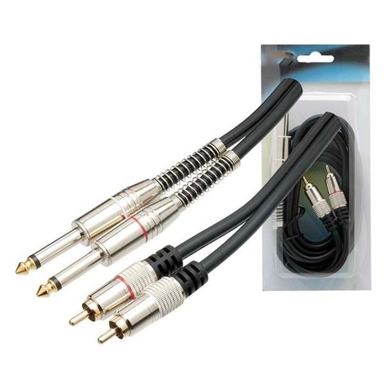 Cabo Plug 2 Rca + P10 Estereo Ponta Golden-Dourado 24k Profissional 1,8 ...