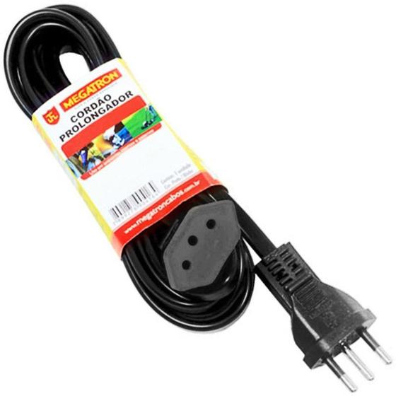 Cabo Prolongador PP 3x2,5mm 1,5 Metros Preto 419 - Megatron - Megatron - Cabos e Adaptadores ...