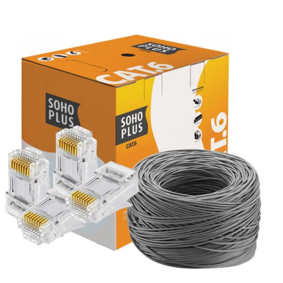 Cabo Rede Cat6 50m Cinza Furukawa Soho Plus + 10 Conectores - Materiais Elétricos - Magazine Luiza