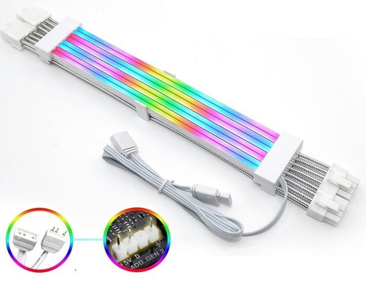Cabo Sleeved Argb Extensor Gpu 2x8pin Branco Led Neon 5v 3p - Formula ...
