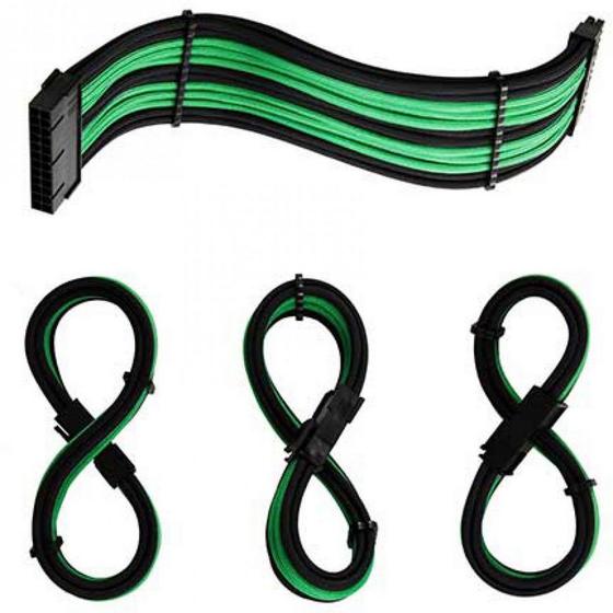Cabo Sleeved Gamer Rise Mode Kit com 4 Preto E Verde - Rm-sl-bg - Cabo ...