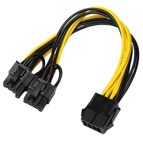 Cabo splitter de energia pci-e duplo 8 pinos 20 cm 12v - 18AWG - Cabos ...