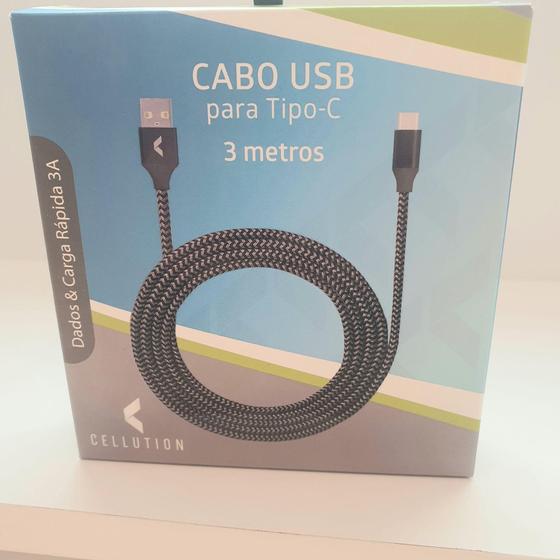 Cabo usb para tipo - c 3 metros - Cellution - Cellution - Cabo USB ...