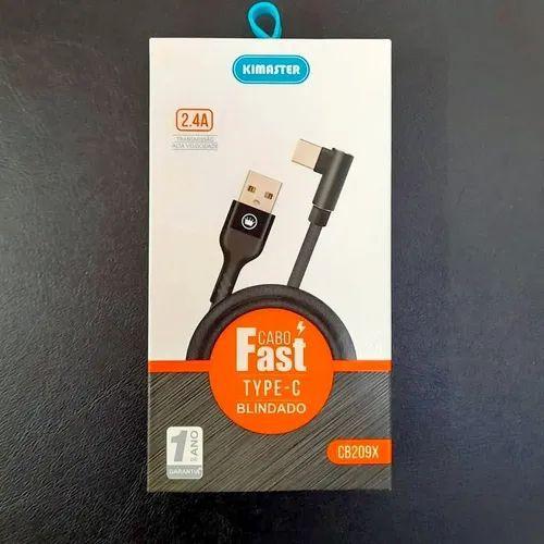 Cabo USB Type C Metálico Com Plugue em L Blindado 2.4A 1m Kimaster ...