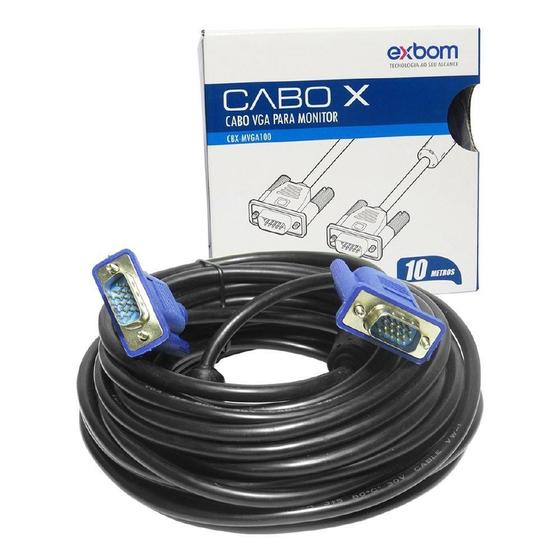 Cabo Vga Para Monitor Pc Projetor Datashow Db15 De 10 Metros Exbom CBX ...