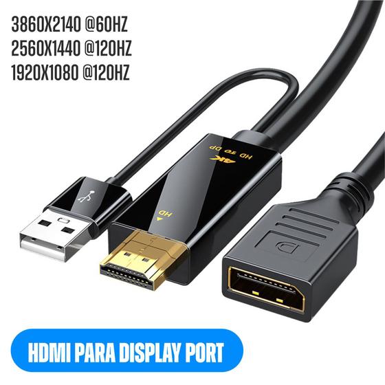 Cabo Vídeo Adaptador Conversor HDMI Para Display Port DP @120hz - Sore ...