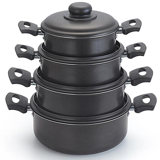 Caçarolas conjunto com 4 peças panelas antiaderente qualidade Inmetro ...