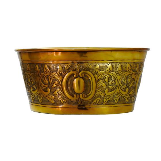 Cachepot Floreiro Oval Metal Dourado Design Em Relevos - LUXdécor Casa ...