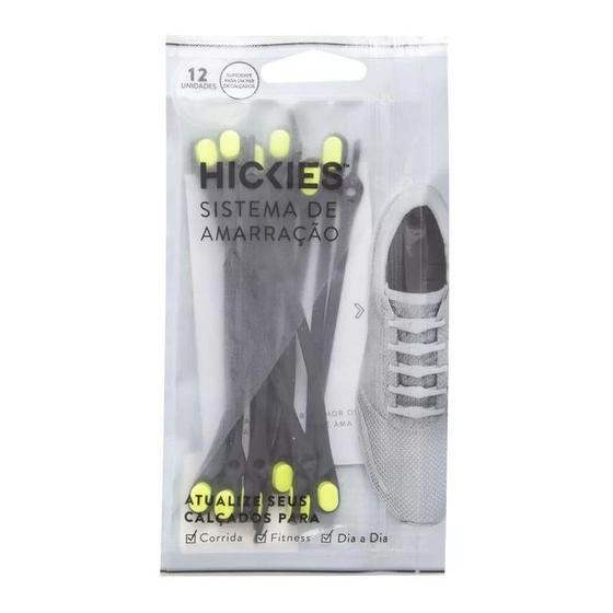 Cadarço de Silicone Elástico Kit Com 12 peças Hickies Preto e Amarelo ...