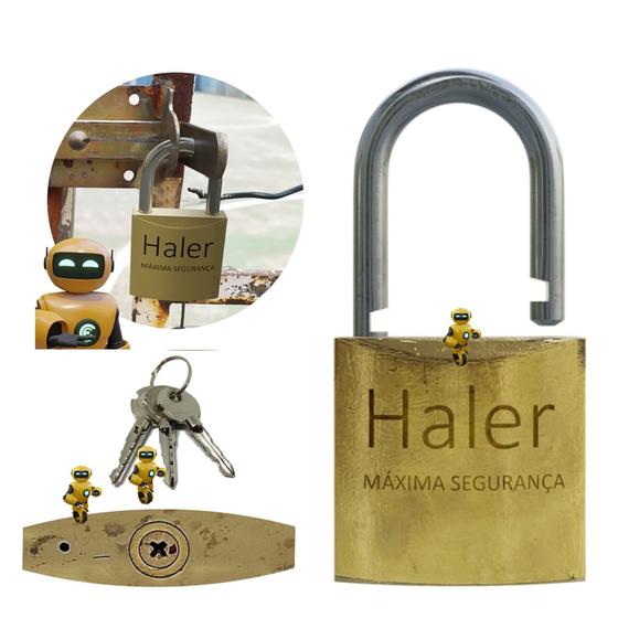 Cadeado Grande 63mm Haller Robusto Corpo Maciço Haste Inox Cimentada ...