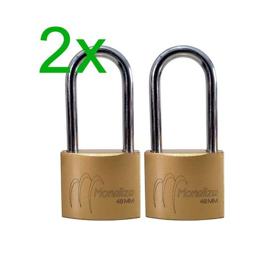 Cadeado grande c/ 3 chaves haste longa - kit c/ 2 cadeados - MONALIZA ...