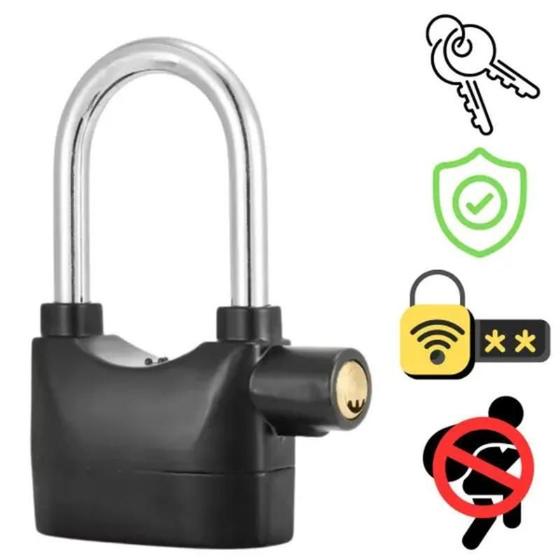 Cadeado Kinbar Alarme Anti-Furto Comércio Haste Longa Cor - Cadeados ...