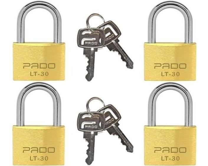 Cadeado Pado 30 Mm Com Mesmo Segredo Mesma Chave 4 Unidades - Cadeados ...