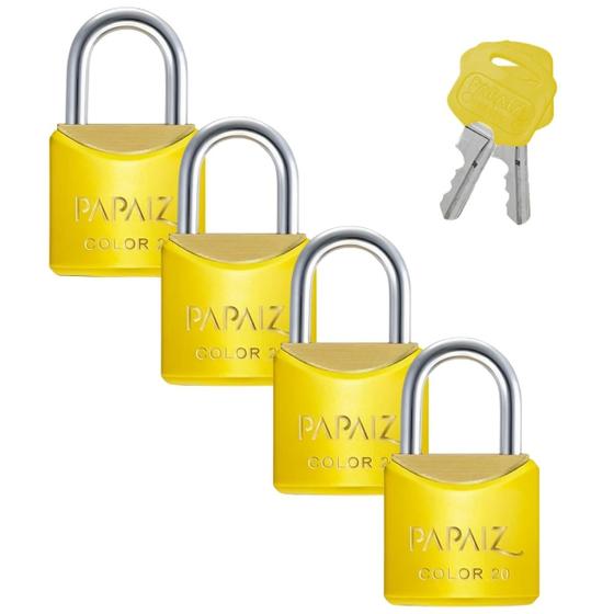 Cadeado Pequeno 20mm Haste Curta Latão Maciço Amarelo Com Chave Papaiz ...