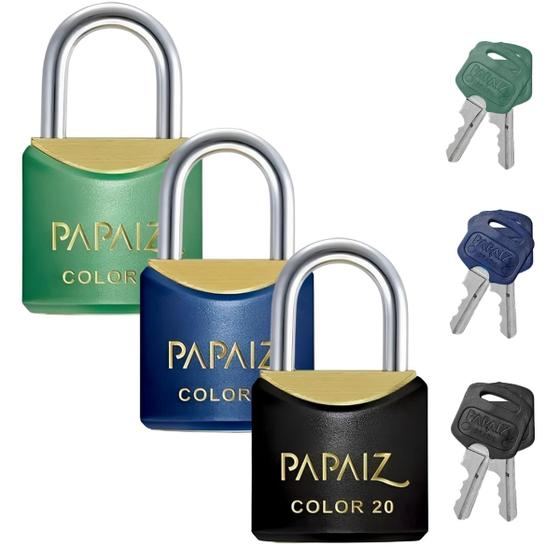 Cadeado Pequeno 20mm Haste Curta Latão Maciço Com Chave Colors Papaiz ...