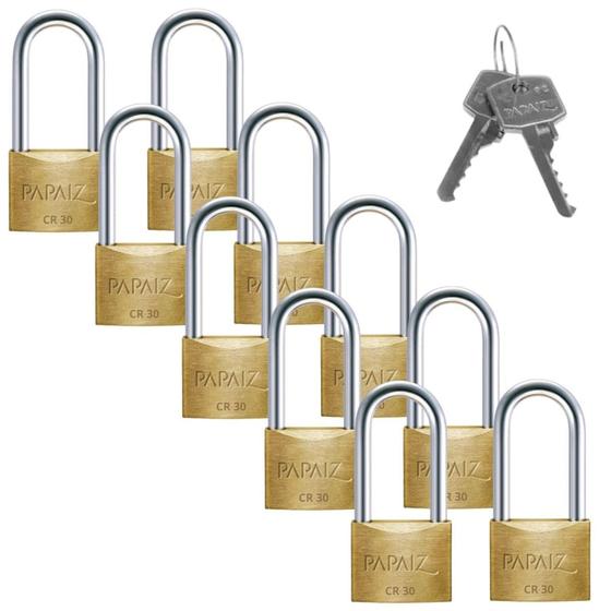 Cadeado Pequeno 30mm Haste Longa Latão Maciço Dourado Com Chave Papaiz ...