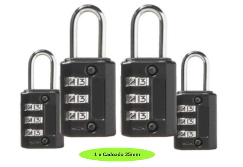 Cadeado Segredo Preto Haste Aço Cromado 25mm Academia Armários Bolsas ...