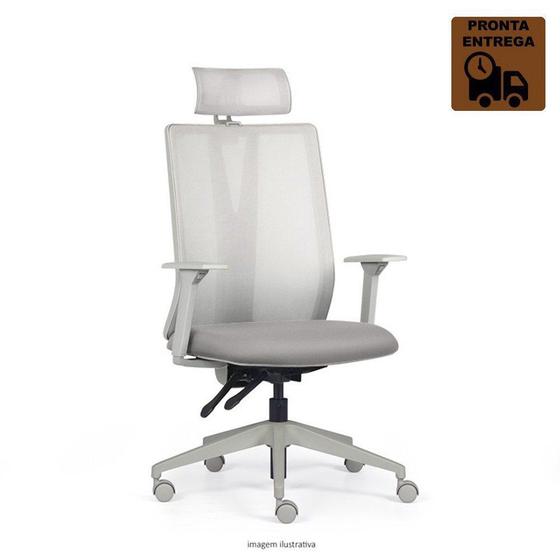 Cadeira Addit Presidente Cinza C/ Apoio P/ Cabeça Piramidal Em Nylon ...