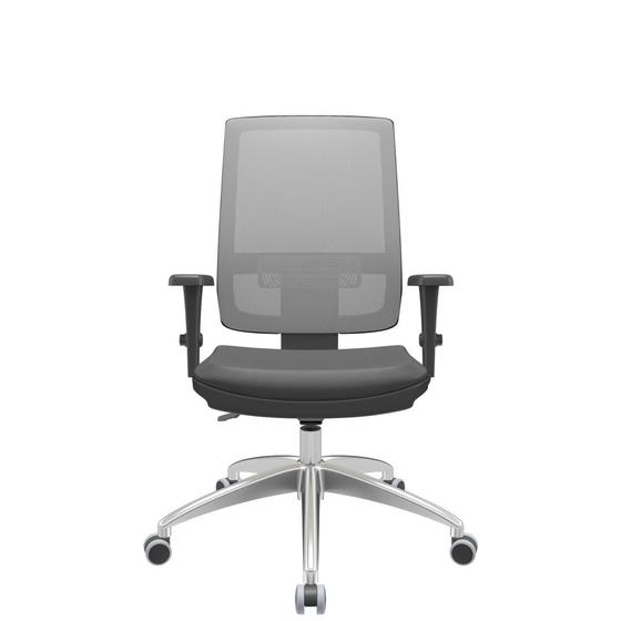 Cadeira Brizza Presidente, enc. regulável, toda em grafite e base alumínio - Plaxmetal - Cadeira ...