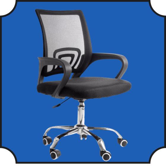 Cadeira de Escritório Preta Conforto Diretor Giratória Base Cromada ...