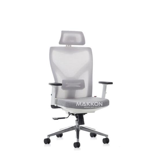 Cadeira Escritório Branca com cinza MK-89PB - Makkon - Cadeira de ...