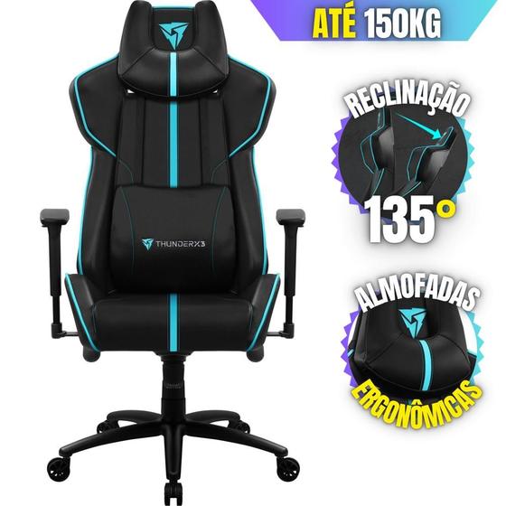 Cadeira Gamer Escritório ThunderX3 Alto Conforto com Almofadas ...