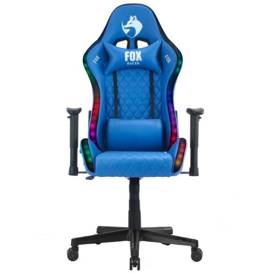 Cadeira Gamer Fox Com Iluminação RGB Apoio Ajustável Azul - Cadeira ...