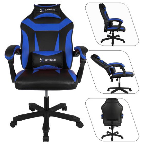 Cadeira Gamer Giratória Gamer XTreme Gamers Supra Preta e Azul Gaming ...
