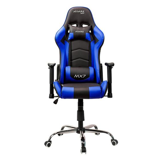 Cadeira Gamer MX7 Giratoria Preto/Azul - MYMAX - Cadeira Gamer ...