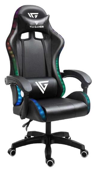 Cadeira Gamer The Plus Preto com LED RGB Sem Apoio de Pé - Via Gamer ...