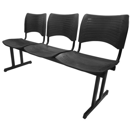 Cadeira Iso Longarina Polipropileno 3 Lugares Preta - Mak Decor ...