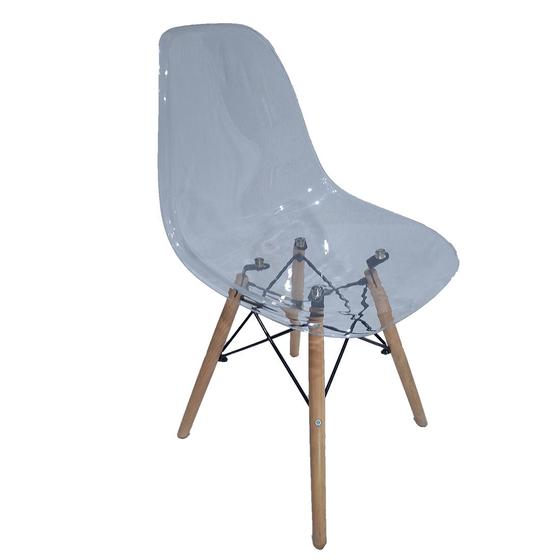 Cadeira Transparente Eiffel Acrílico Eames Pé Madeira Decora - Magic ...