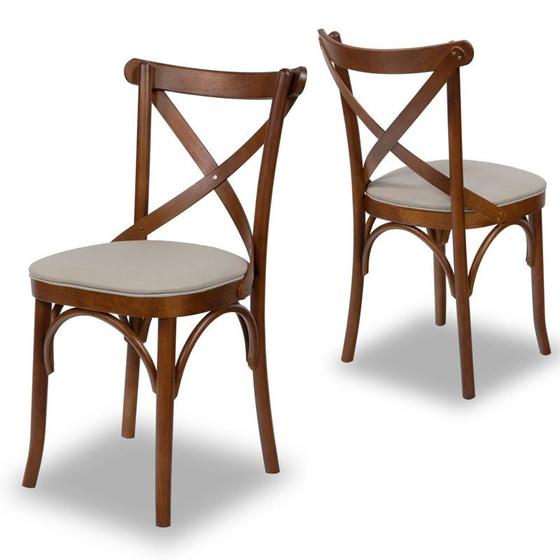 Cadeiras Estofadas com Encosto em X Prime Wood Cor Pinhão (Kit 2 ...
