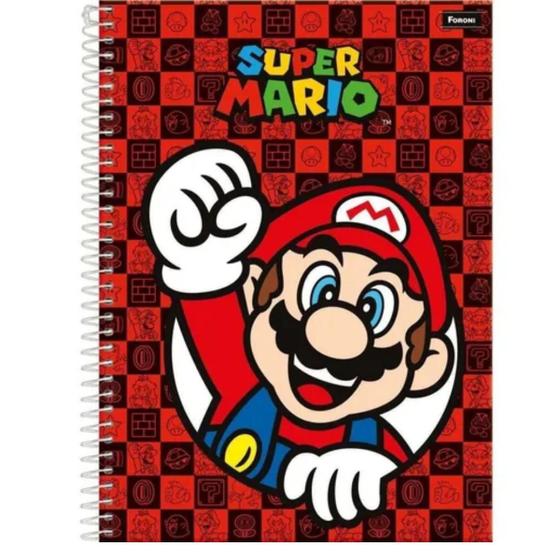 Caderno 10 Materias Capa Dura Super Mario BROS 200 Folhas 9491 Foroni ...