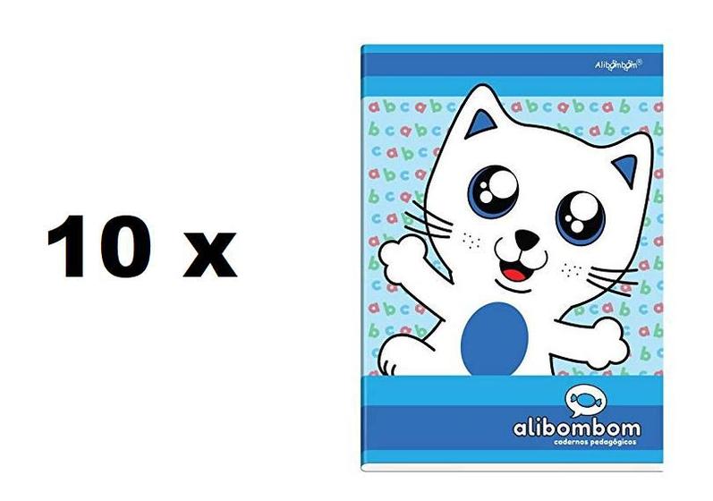 Caderno Alibombom Capa Flexível - Azul 60 Fls c/ 10 unidades ...